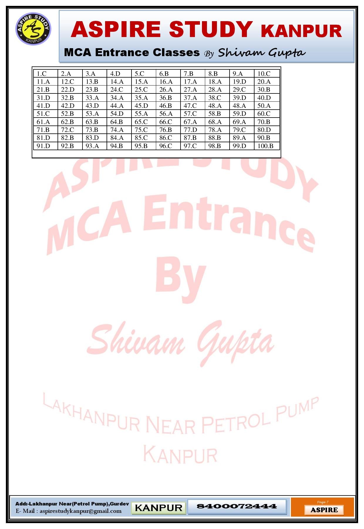 MCA TANCET 2009 Questions Paper and Answer Key PDF Download